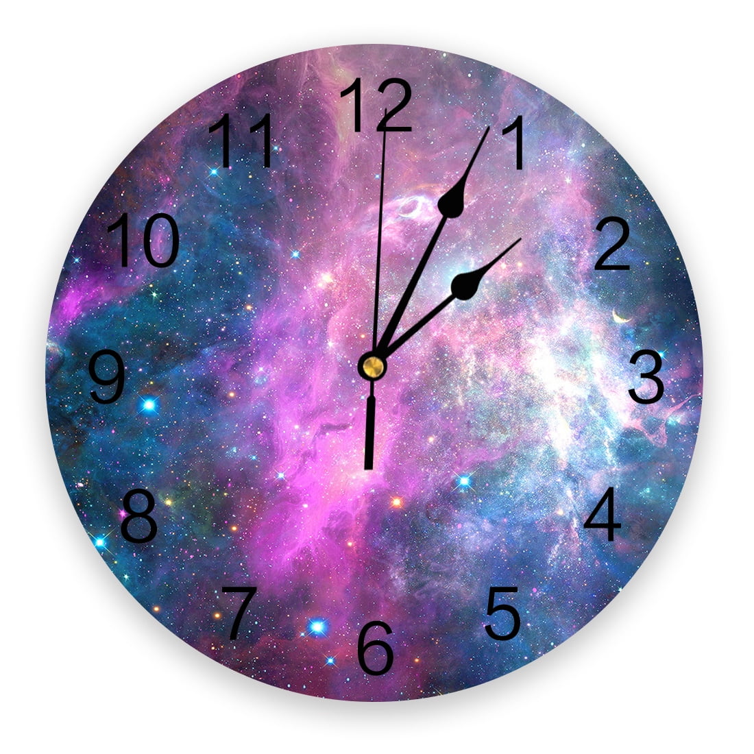Purple Starry Sky Wall Clock For Home ration Living Room Quartz Needle ...
