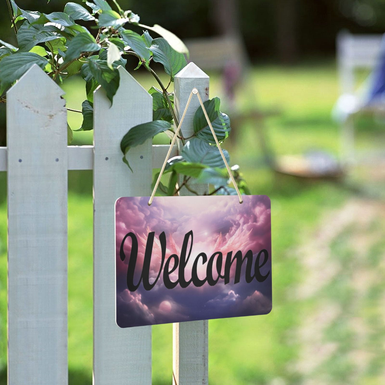 Purple Starry Sky Welcome Sign for Front Door Porch Wreath Door Sign ...