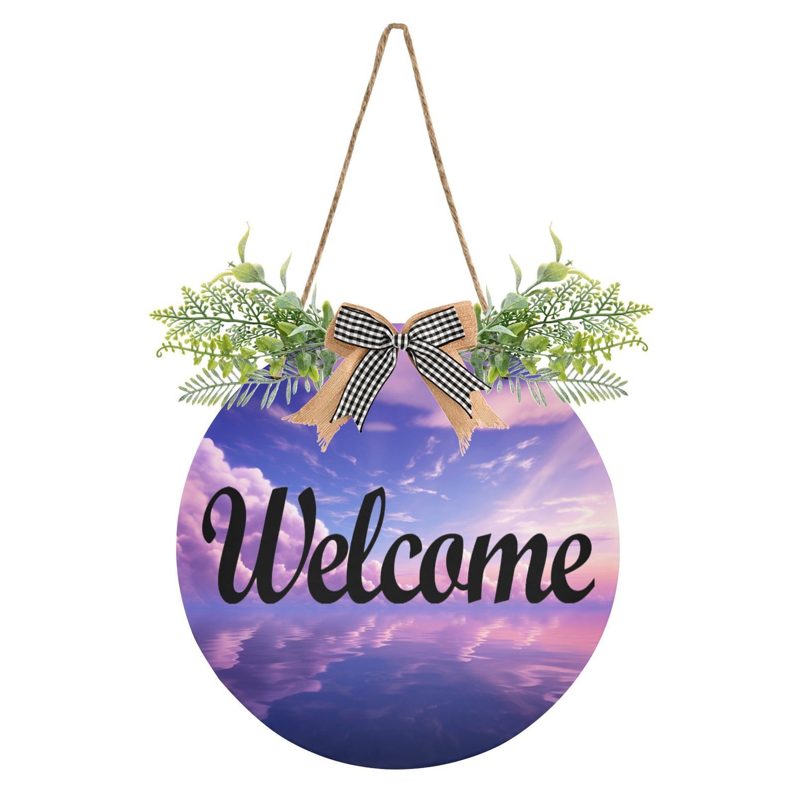 Purple Starry Sky Welcome Sign for Front Door Wreath Door Sign for ...
