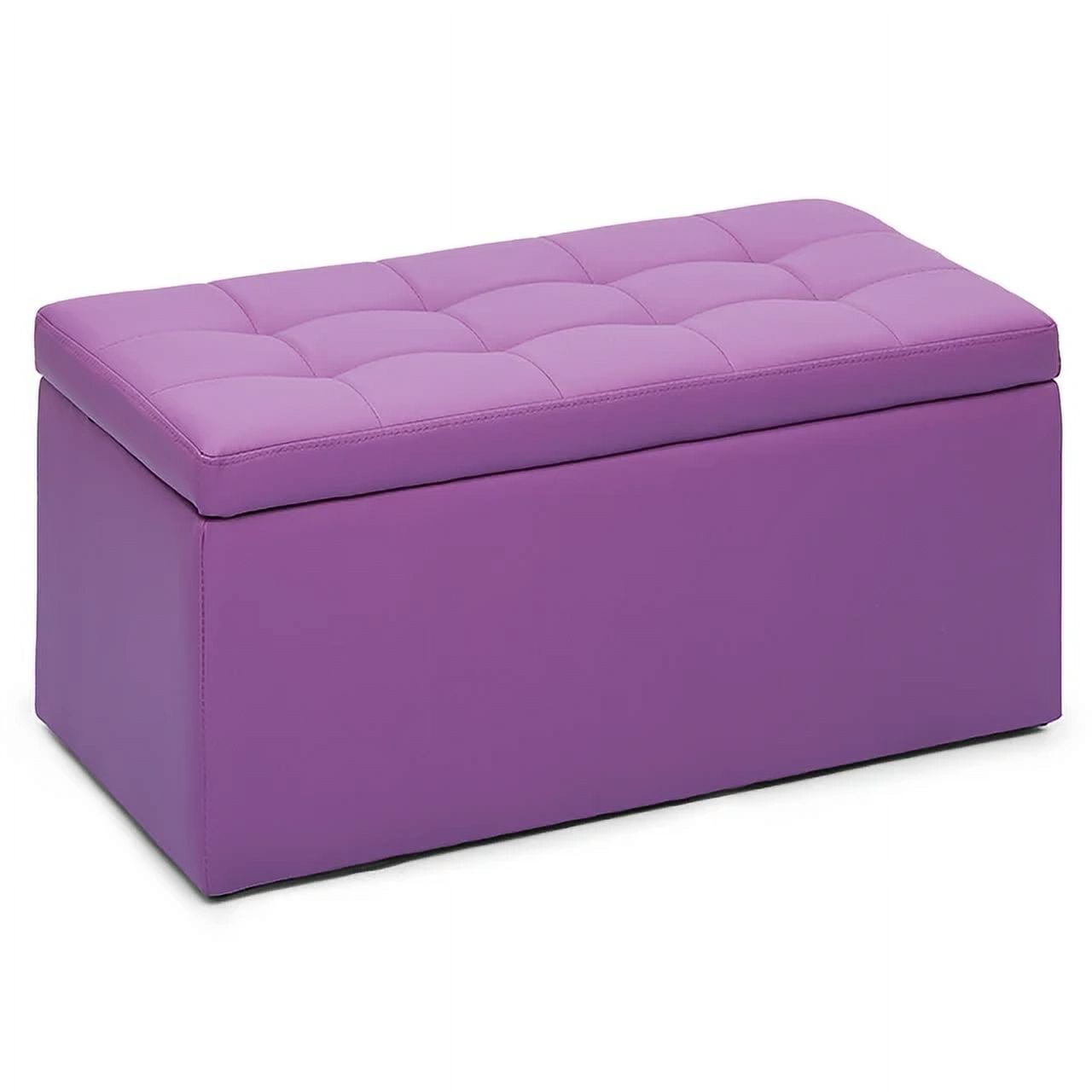 Purple Storage Ottoman Bench Leather Lift Top Rectangular Upholstered ...