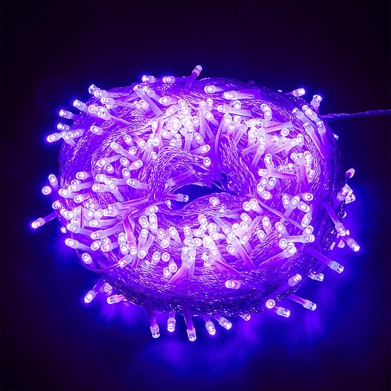 Purple String Lights, 33ft 100 8 Modes Clear Wire Plug in Christmas ...