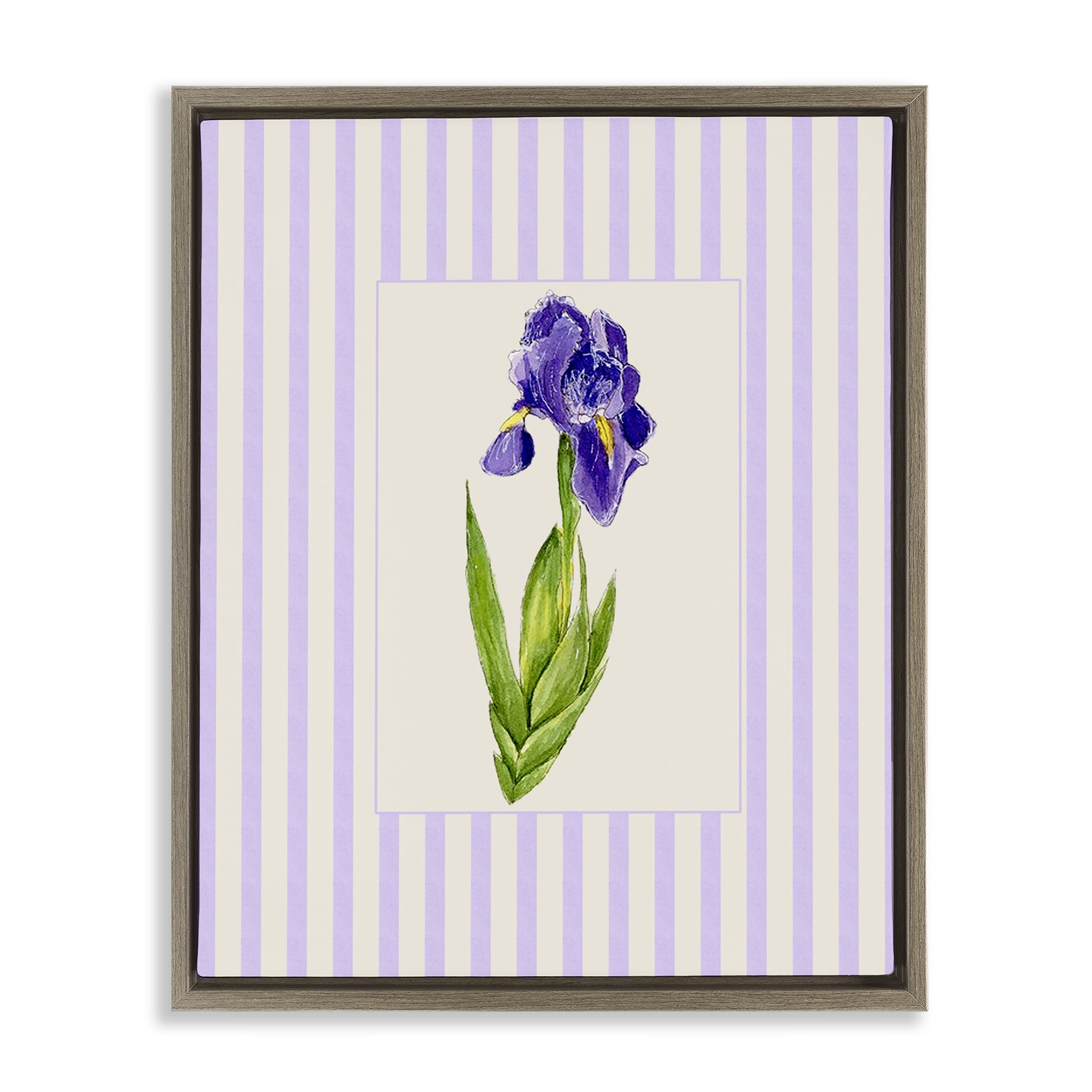 Purple Stripe Iris Brown Framed Floater Canvas Wall Art, design by Lisa ...