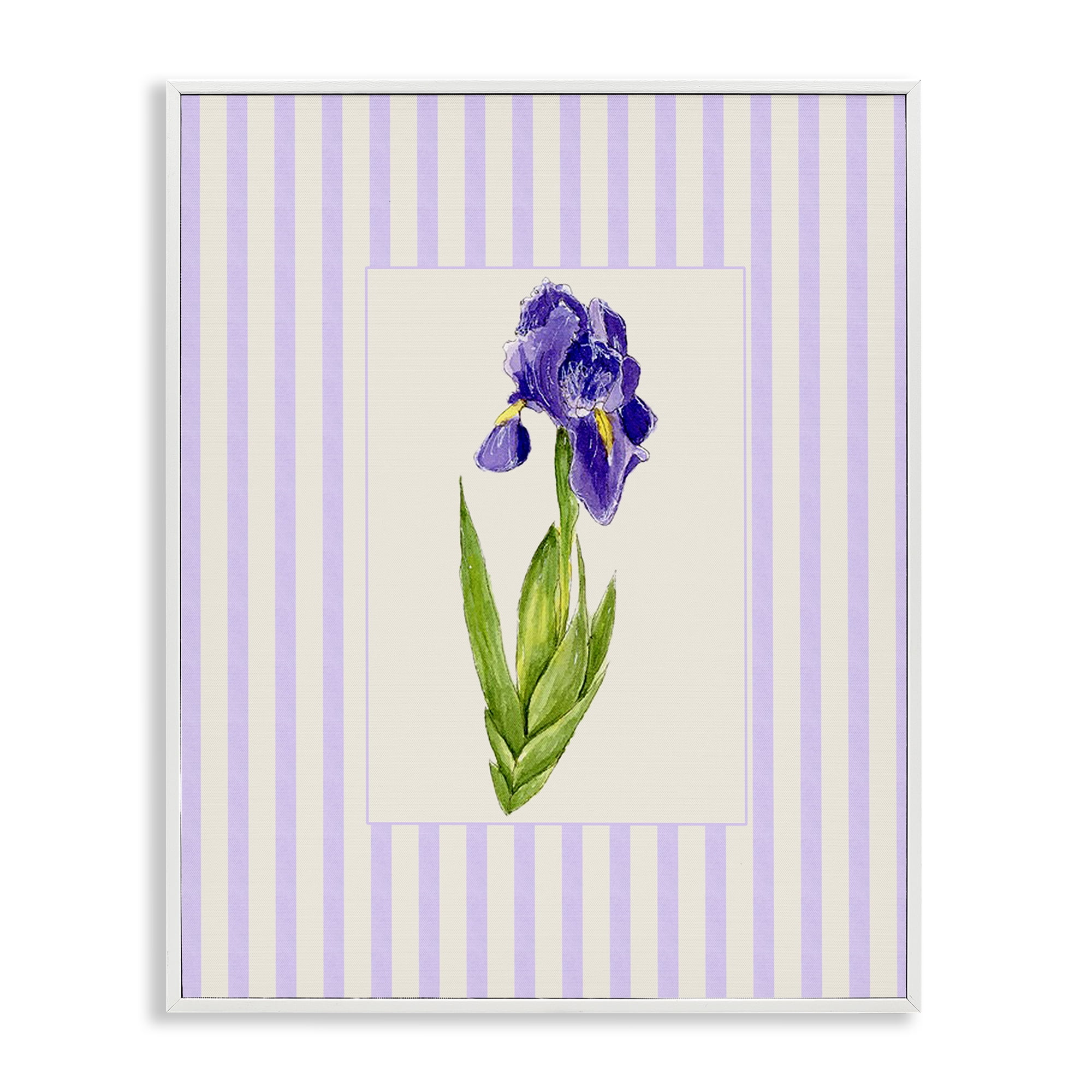 Purple Stripe Iris White Framed Giclee Art, design by Lisa Wehmeyer ...