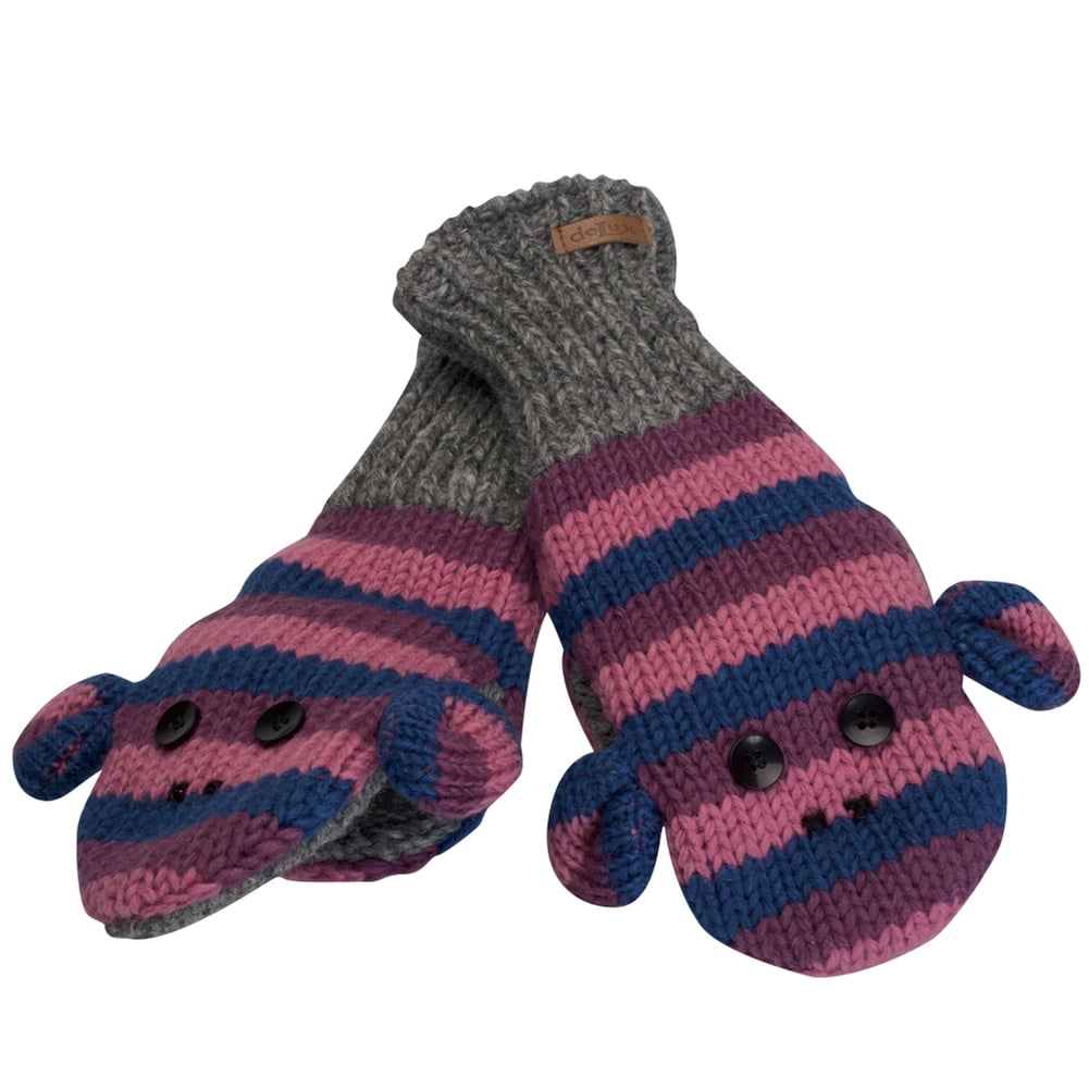 Purple Stripe Sock Monkey Knit Mittens - Walmart.com
