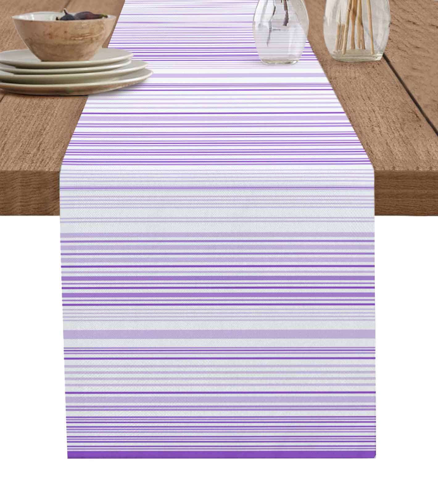 Purple Stripe Table Runner 120 Inches, Abstract Art Modern Vertical ...