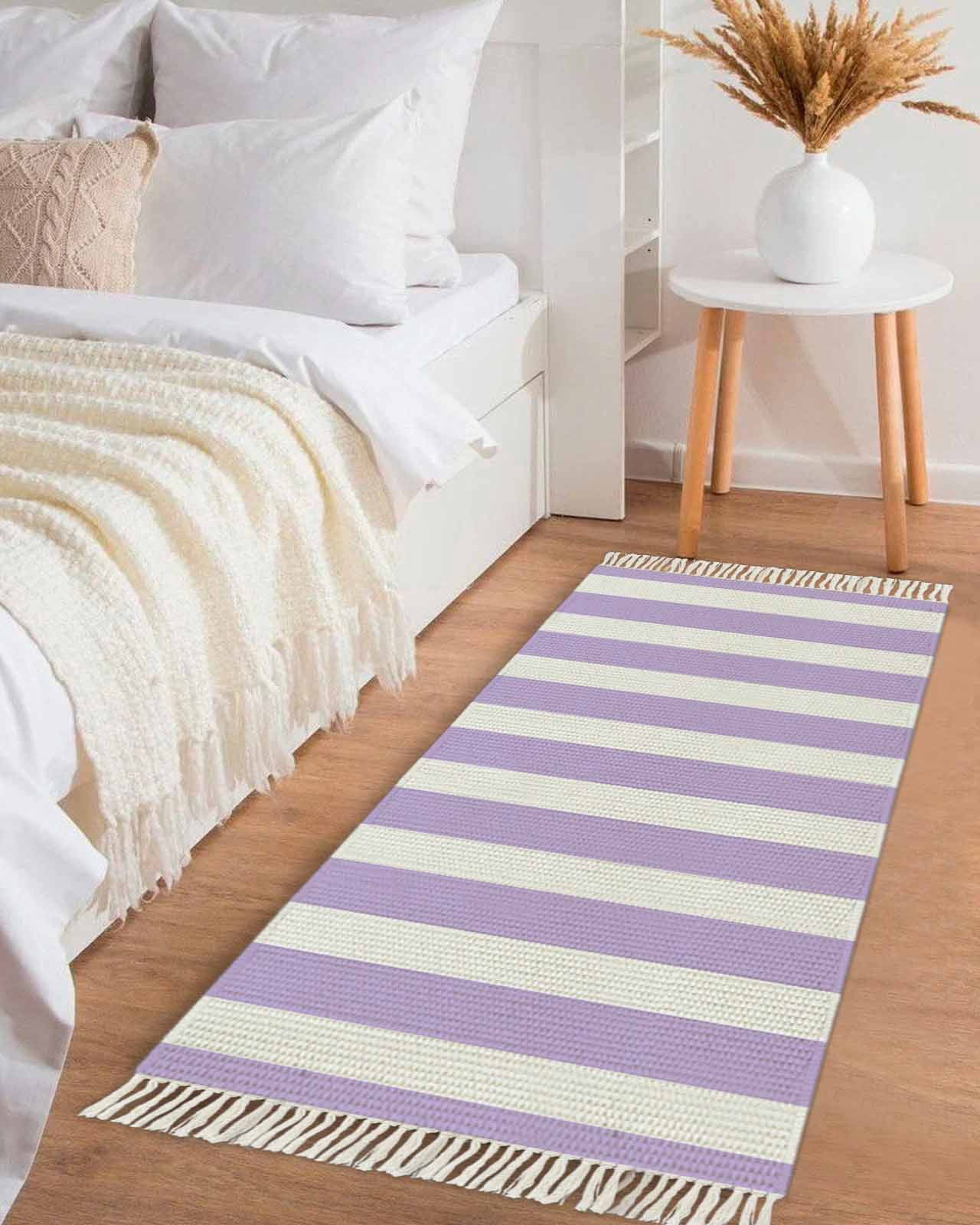 Purple Striped Hallway Runner Rug 2x6ft,Modern Farmhouse Purple White ...