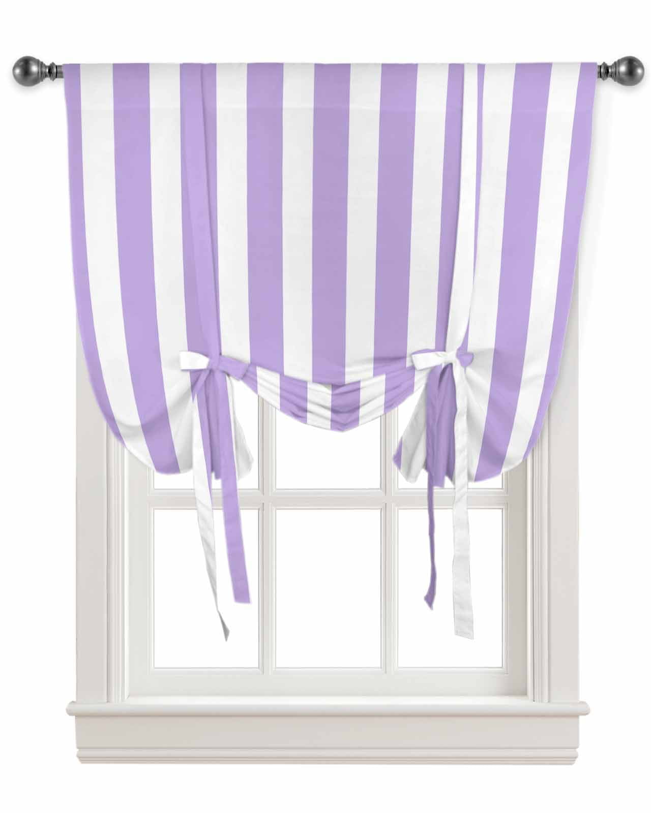 Purple Stripes Tie Up Curtains for Kitchen Bathroom Bedroom Windows 45 ...