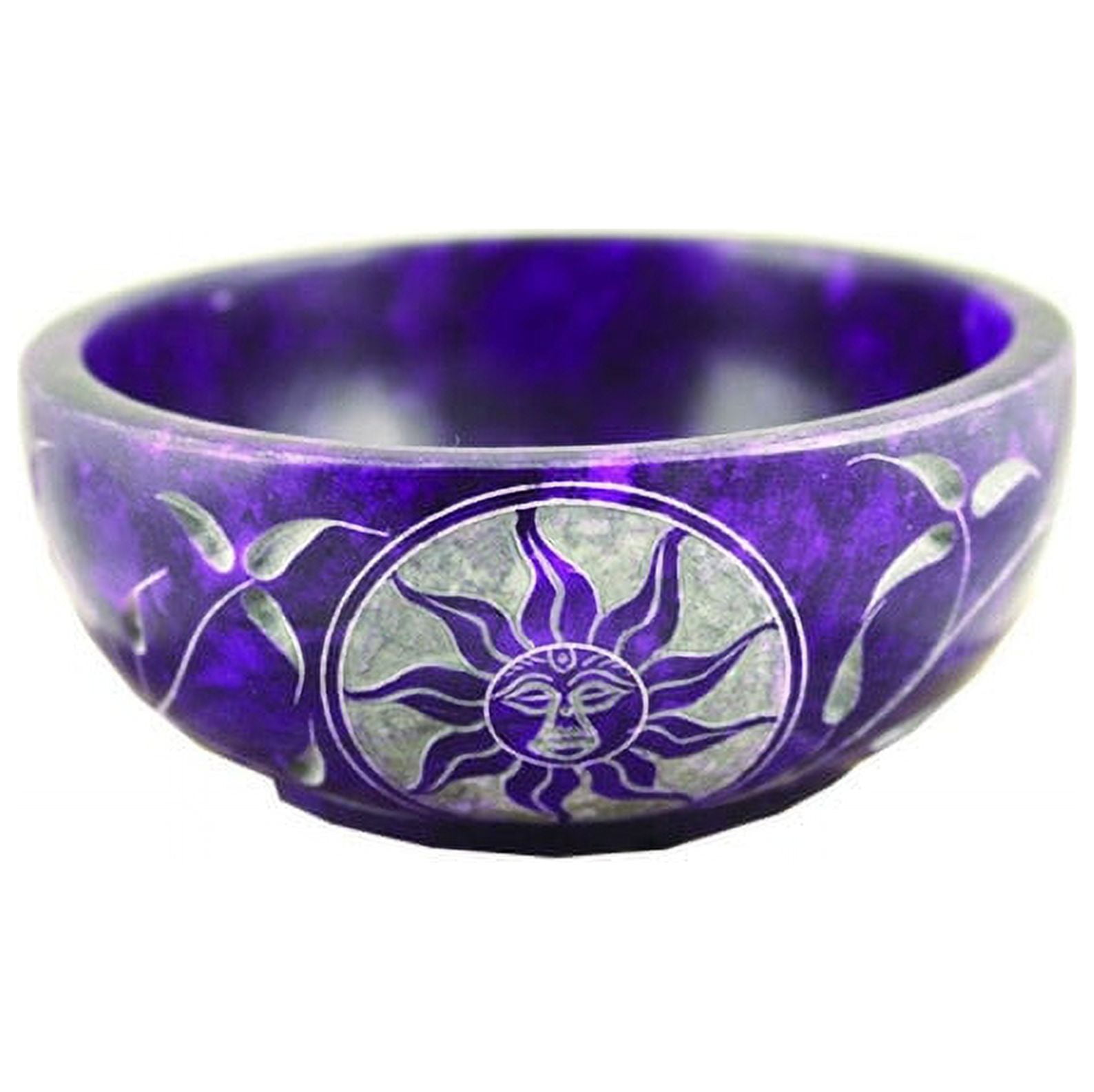 Purple Sun Hand Carved Stone Smudge Bowl | 4" inch | For Smudging Herbs ...