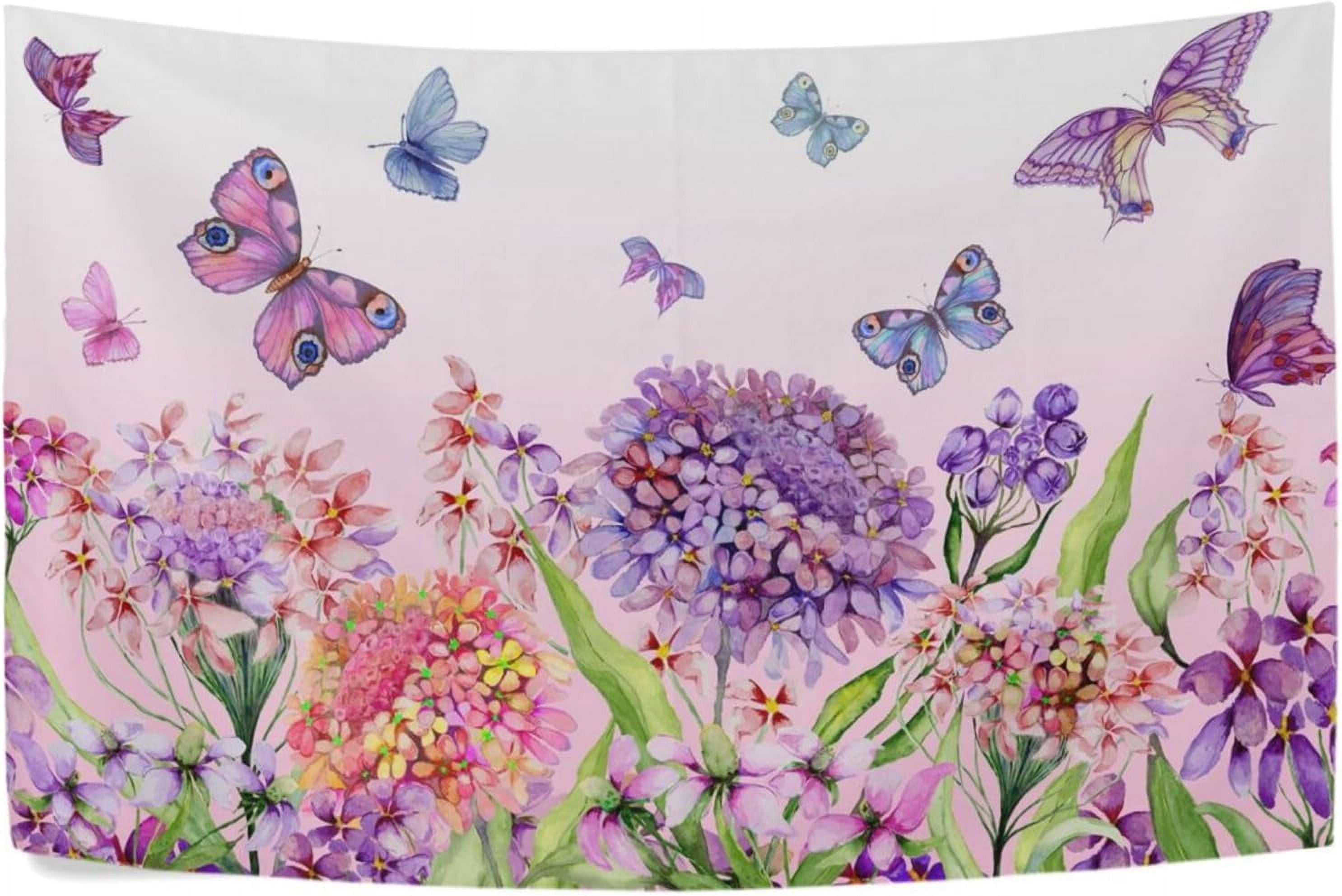 Purple Sunflower Butterfly Tapestry Wall Hanging Tapestries Happy ...