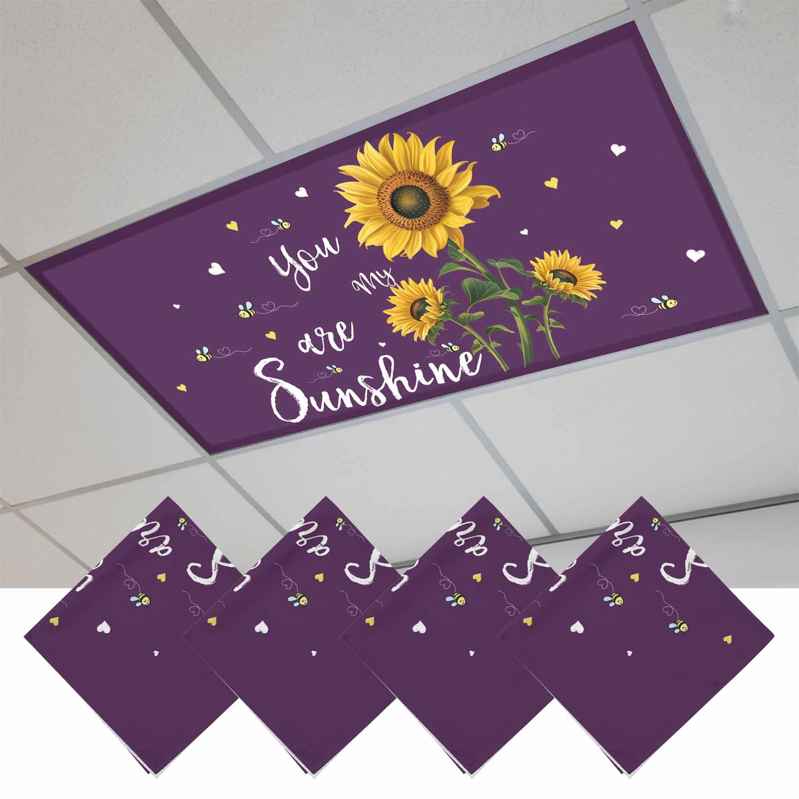 Purple Sunshine Sunflower Magnetic Fluorescent Light Covers for Ceiling ...