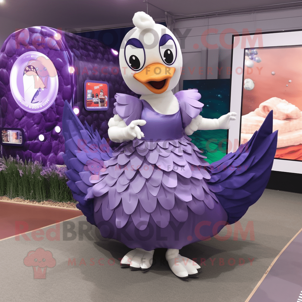Purple Swan REDBROKOLY mascot costume character dressed with a Wrap ...
