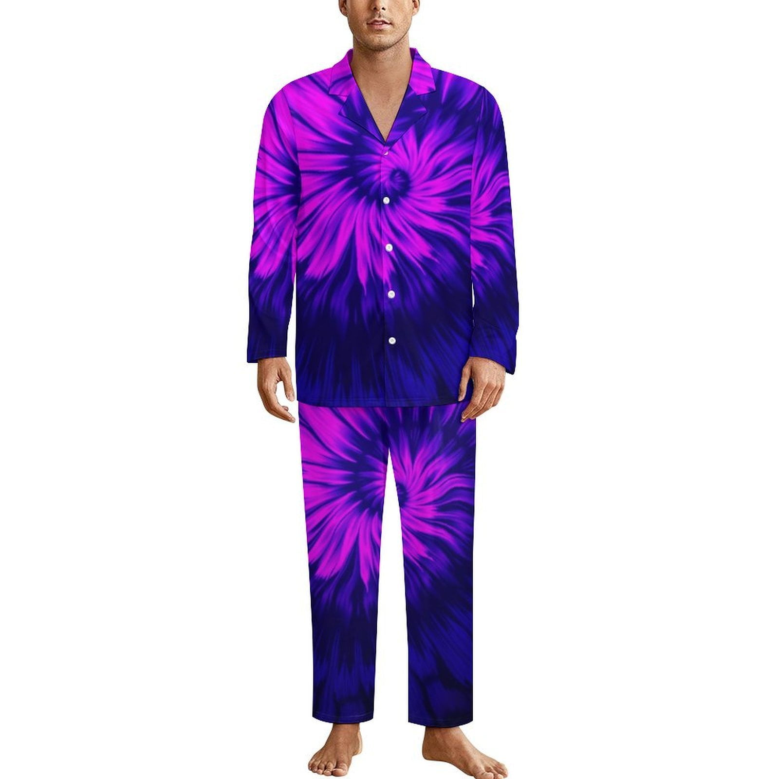 Purple Swirl Abstract Art Sleepwear Autumn Casual Oversize Pajama Sets ...