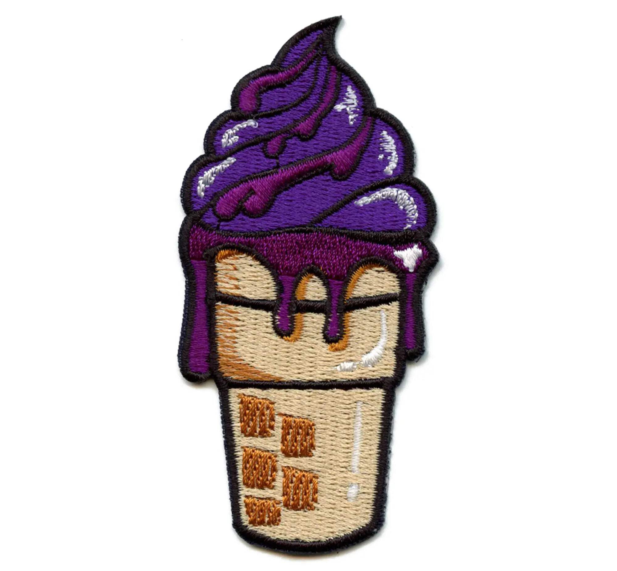 Purple Syrup Ice Cream Patch Double Cup Cone Embroidered Iron On ...