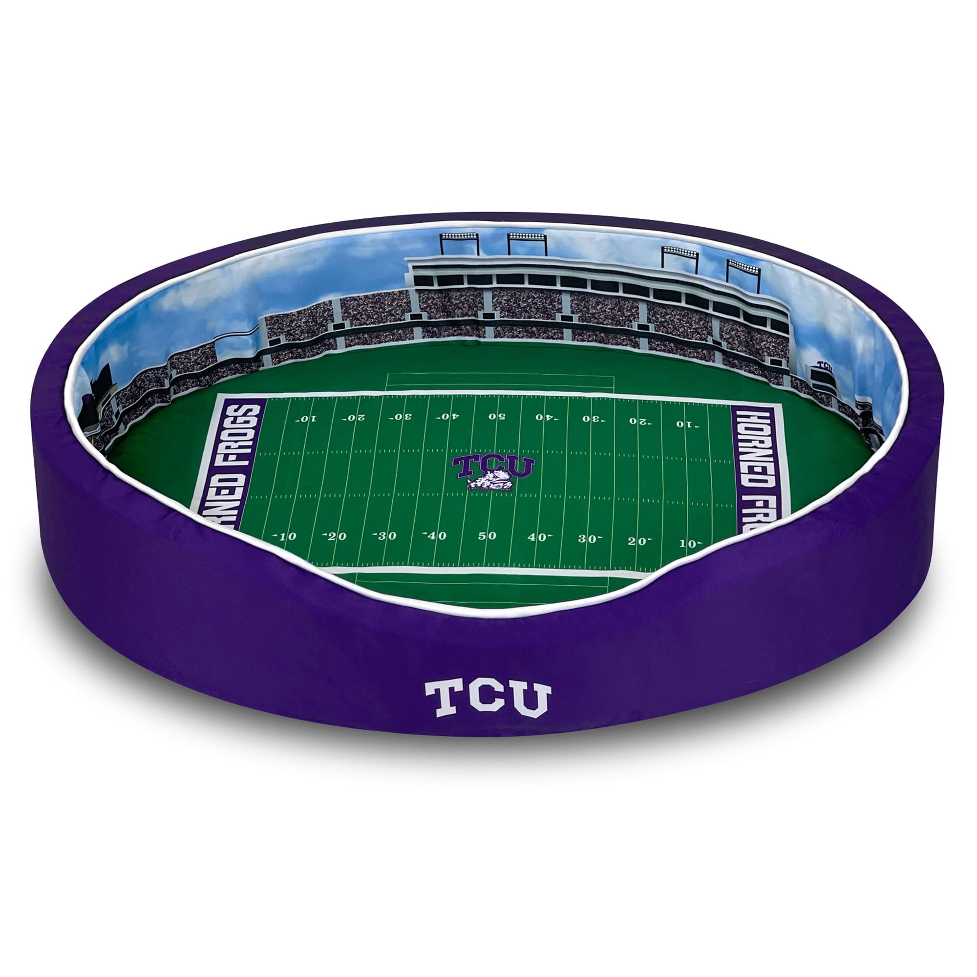 Purple TCU Horned Frogs 7'' x 22'' x 34'' Medium Stadium Oval Dog Bed ...
