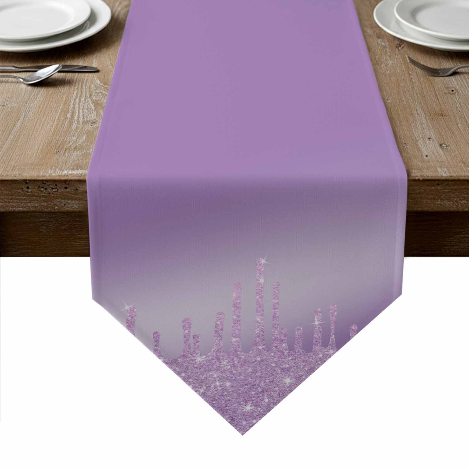 Purple Table Runner Linen Burlap Table Runner 60 Inches Long Modern ...
