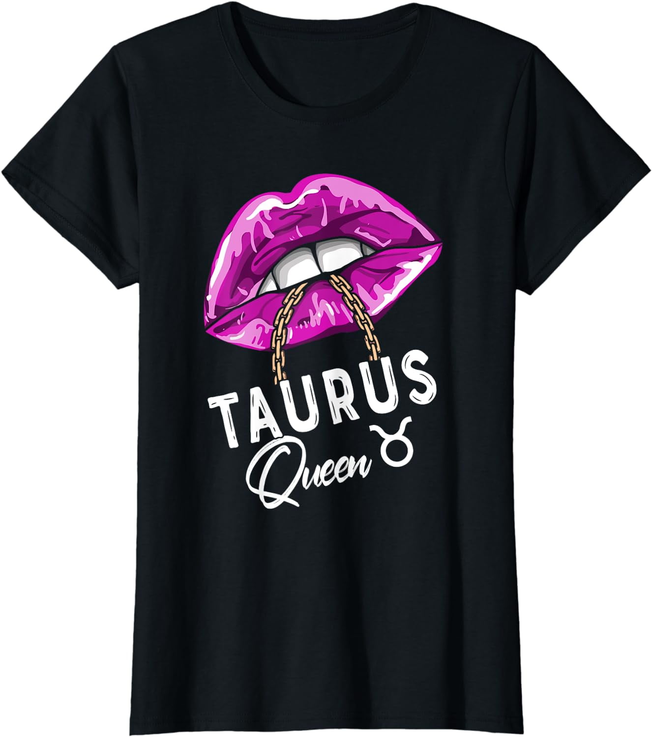 Purple Taurus Lips Queen Birthday Womens Zodiac Star Sign T-Shirt ...