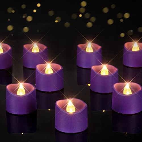 Purple Tea Lights Candles Battery Operated, 200+Hour Flameless ...