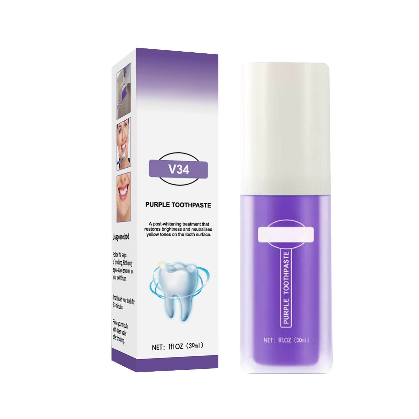 Purple Teeth Colour Corrector Toothpaste Paste Instant Stain ...