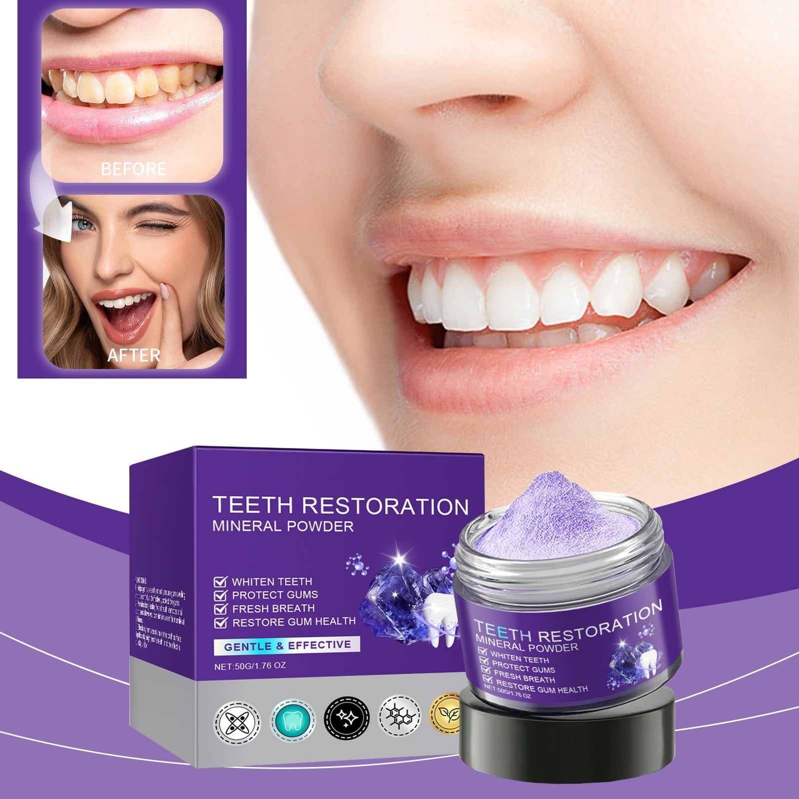 Purple Teeth Restoration Mineral Powder,Effective in Strengthening ...