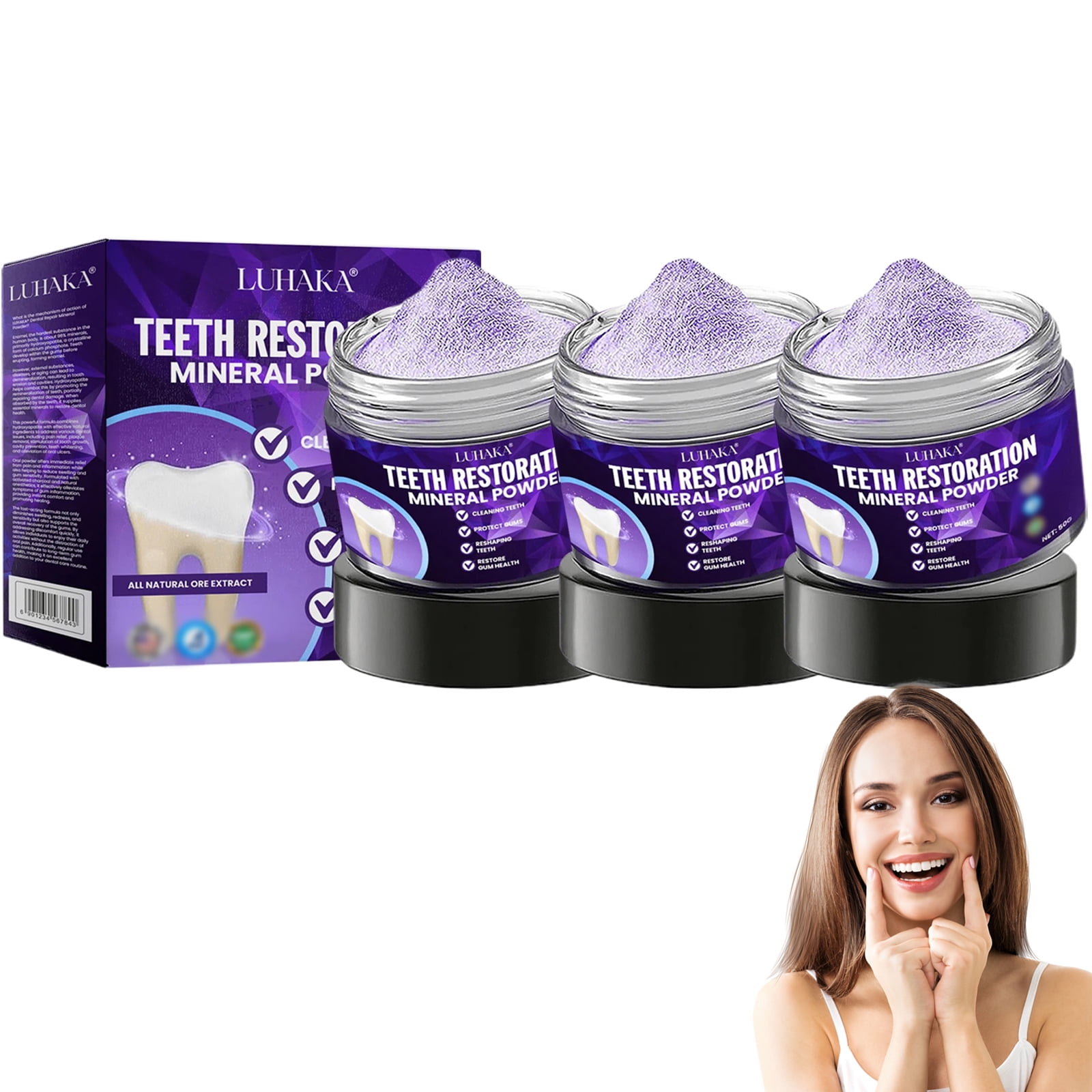Purple Teeth Restoration Mineral Powder, Mineral Tooth Powder, Dental ...