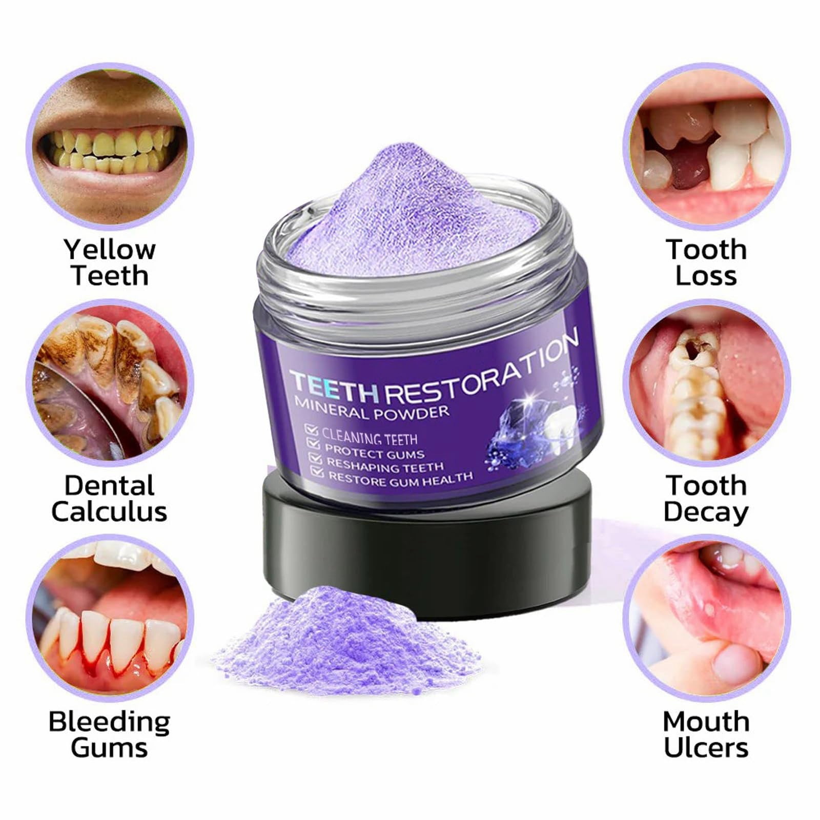 Purple Teeth Restoration Mineral Powder Teeth Mineral Powder Dental ...