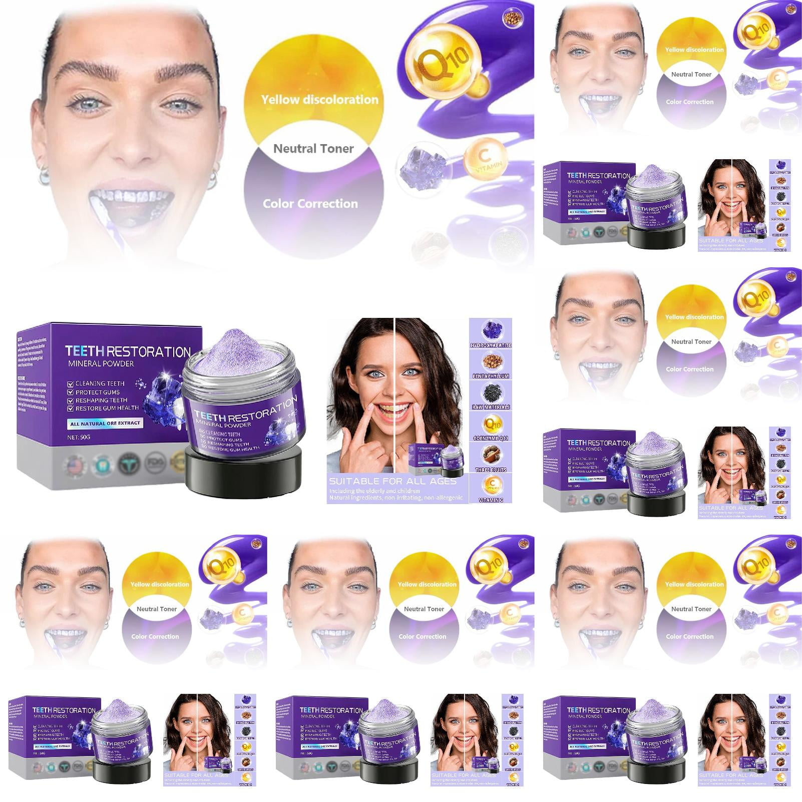 Purple Teeth Restoration Powder, Teeth Whitening Mineral Powder, for ...