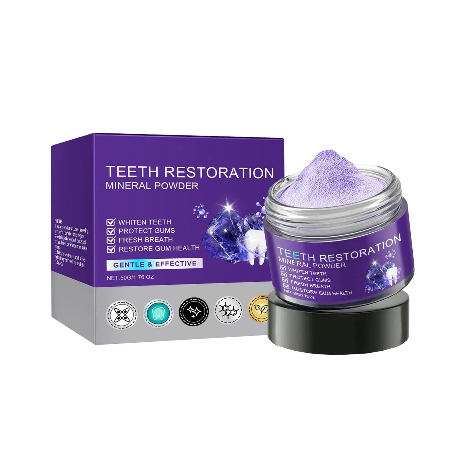 Purple Teeth Whitening Powder - Brighten Smile, Gentle Stain Removal ...