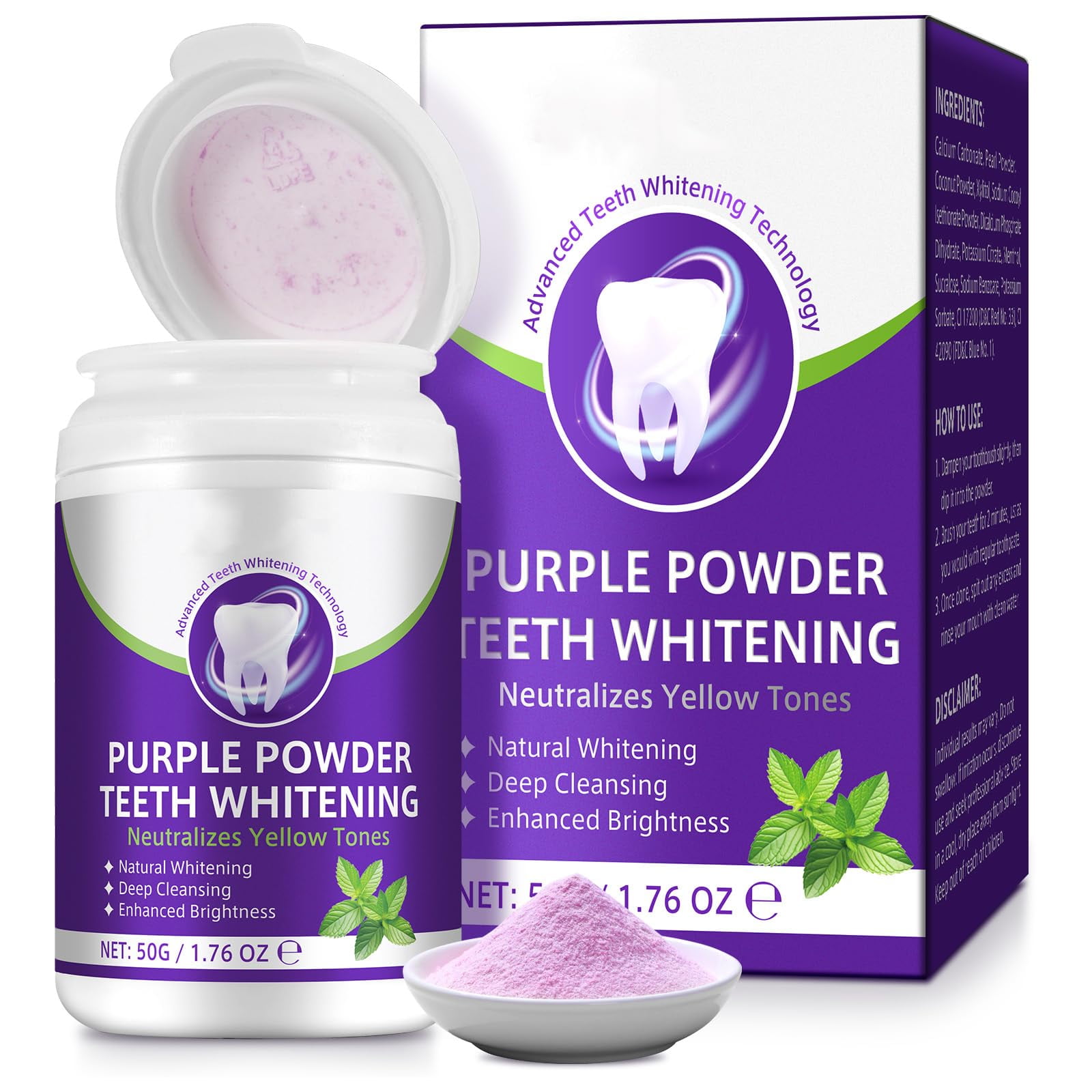 Purple Teeth Whitening Powder, DHF10 2025 New Tooth Restoration Mineral ...