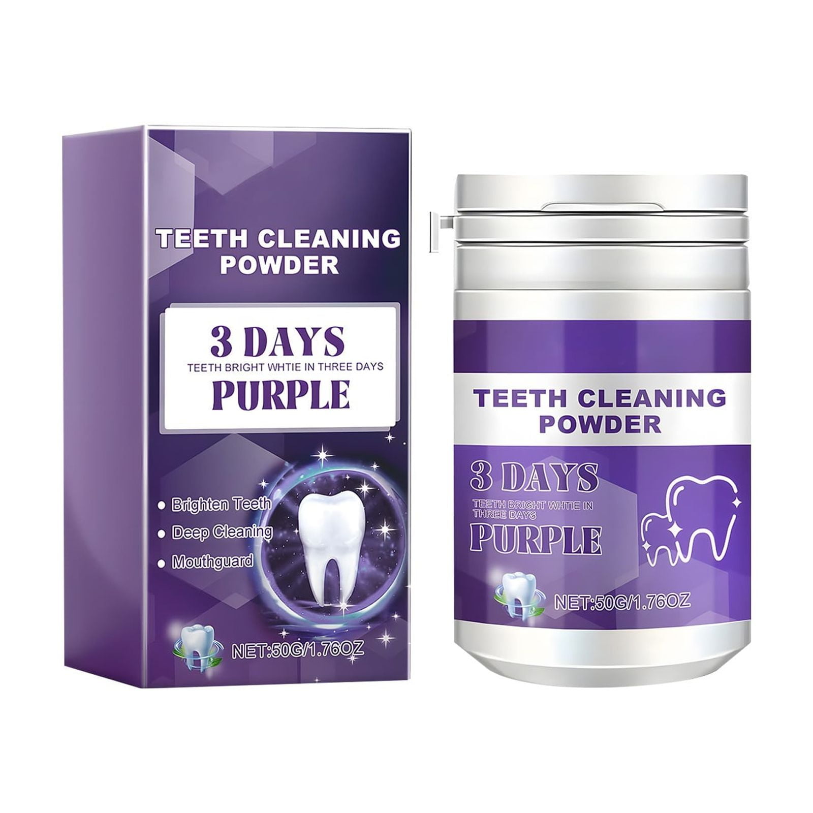 Purple Teeth Whitening, Teeth Whitening Powder Mint Flavor Tooth Powder ...