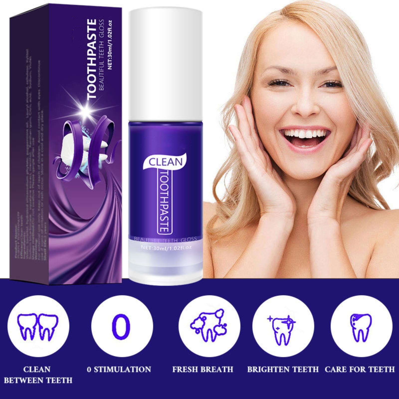 Purple Teeth Whitening Toothpaste Deep Cleans Tartar, Teeth Stains ...