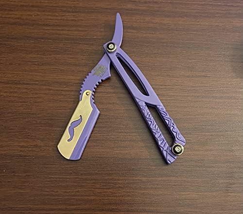 Purple Textured Professional Cutting and Shaving Straight Edge Razor ...