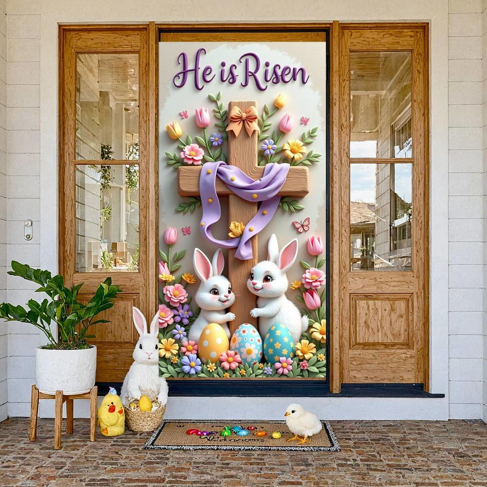 Purple Theme He is Risen Banner White Butterflies Resurrection Display ...