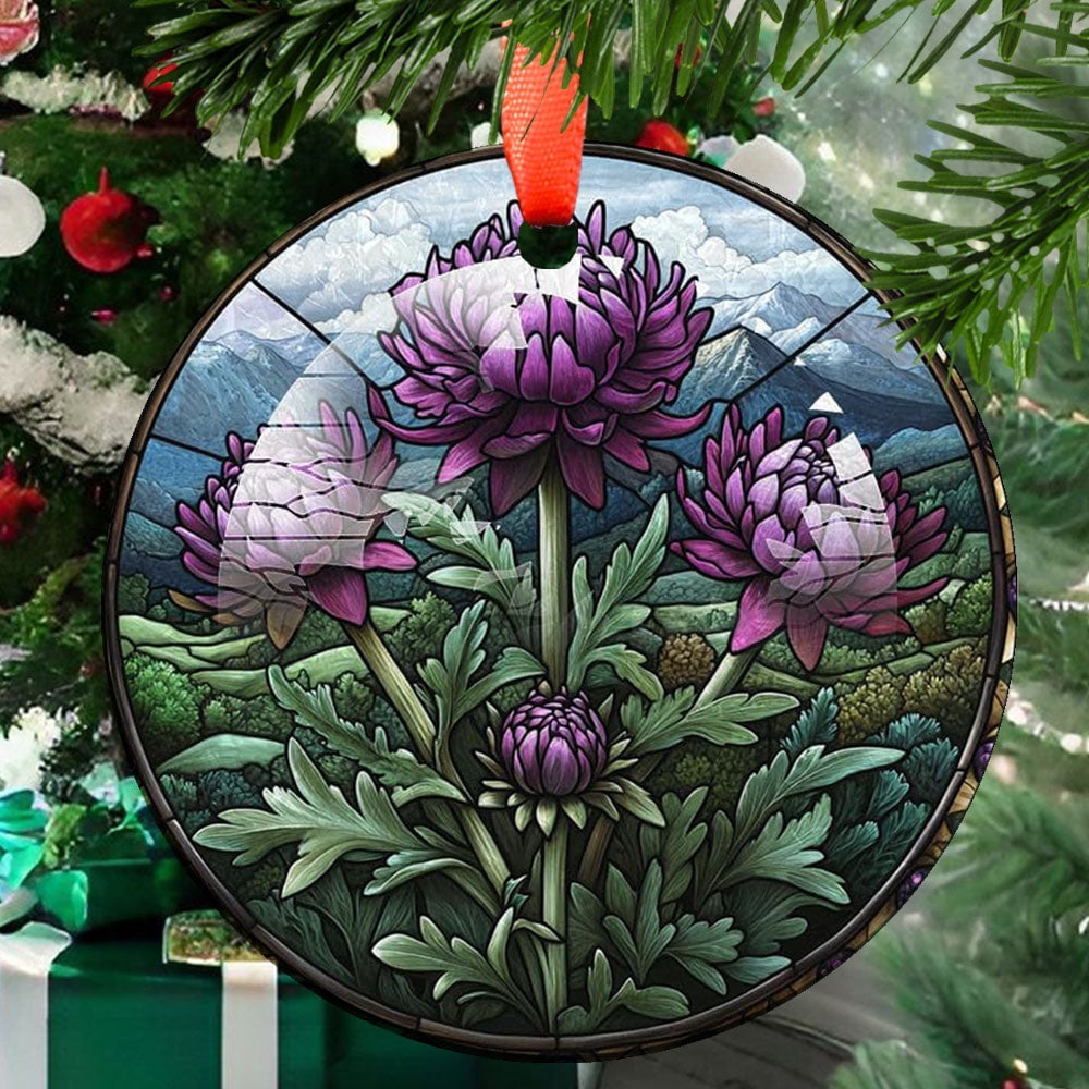 Purple Thistles Ornament Suncatcher Artistic Window Hanging, Purple ...