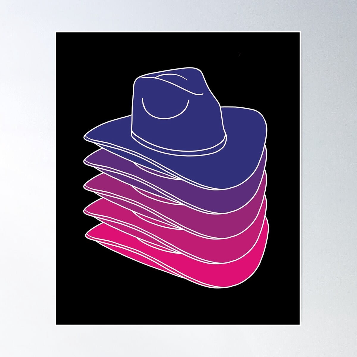 Purple To Pink Cowboy Hats Poster Wall Art, Modern Wall Decor For ...