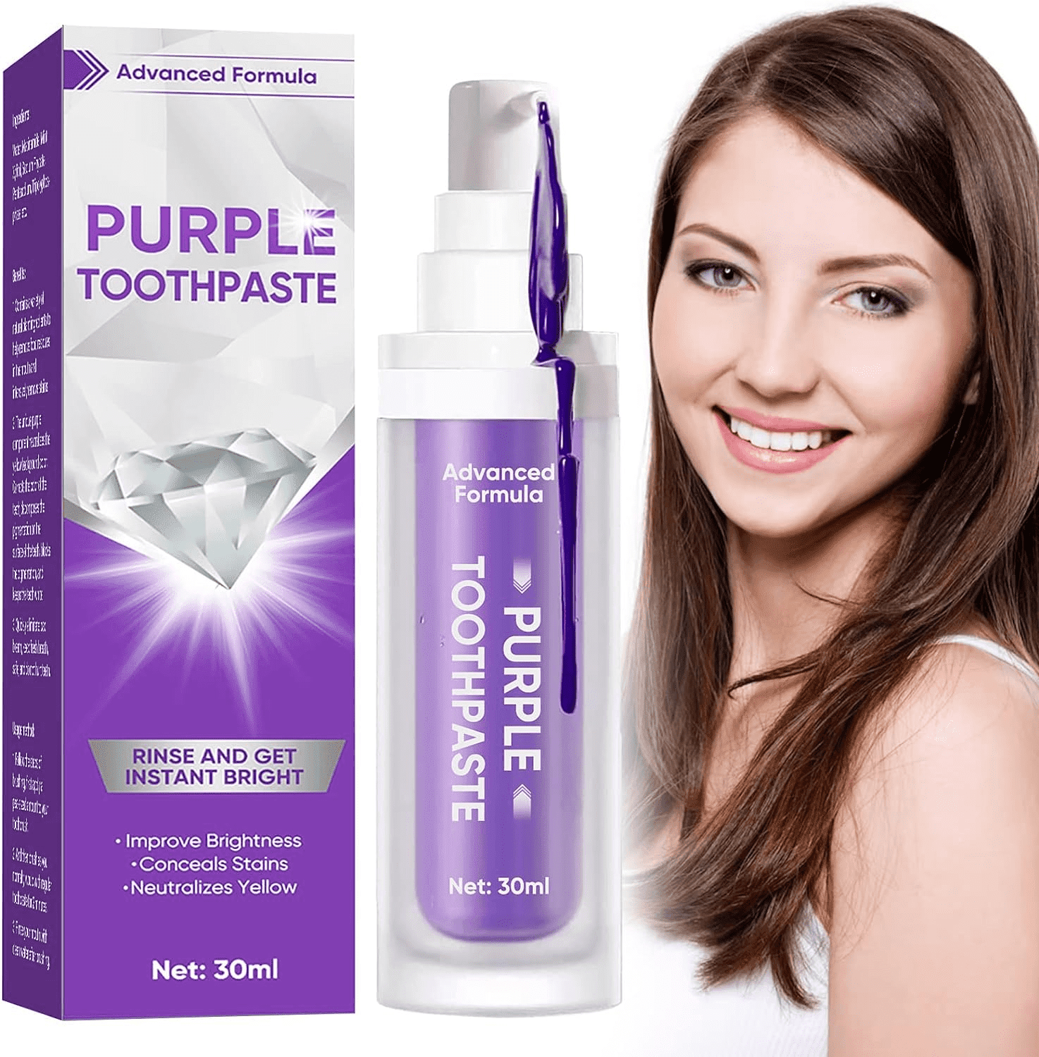 Indimization Purple Toothpaste, Teeth Whitening, Color Corrector Gel ...