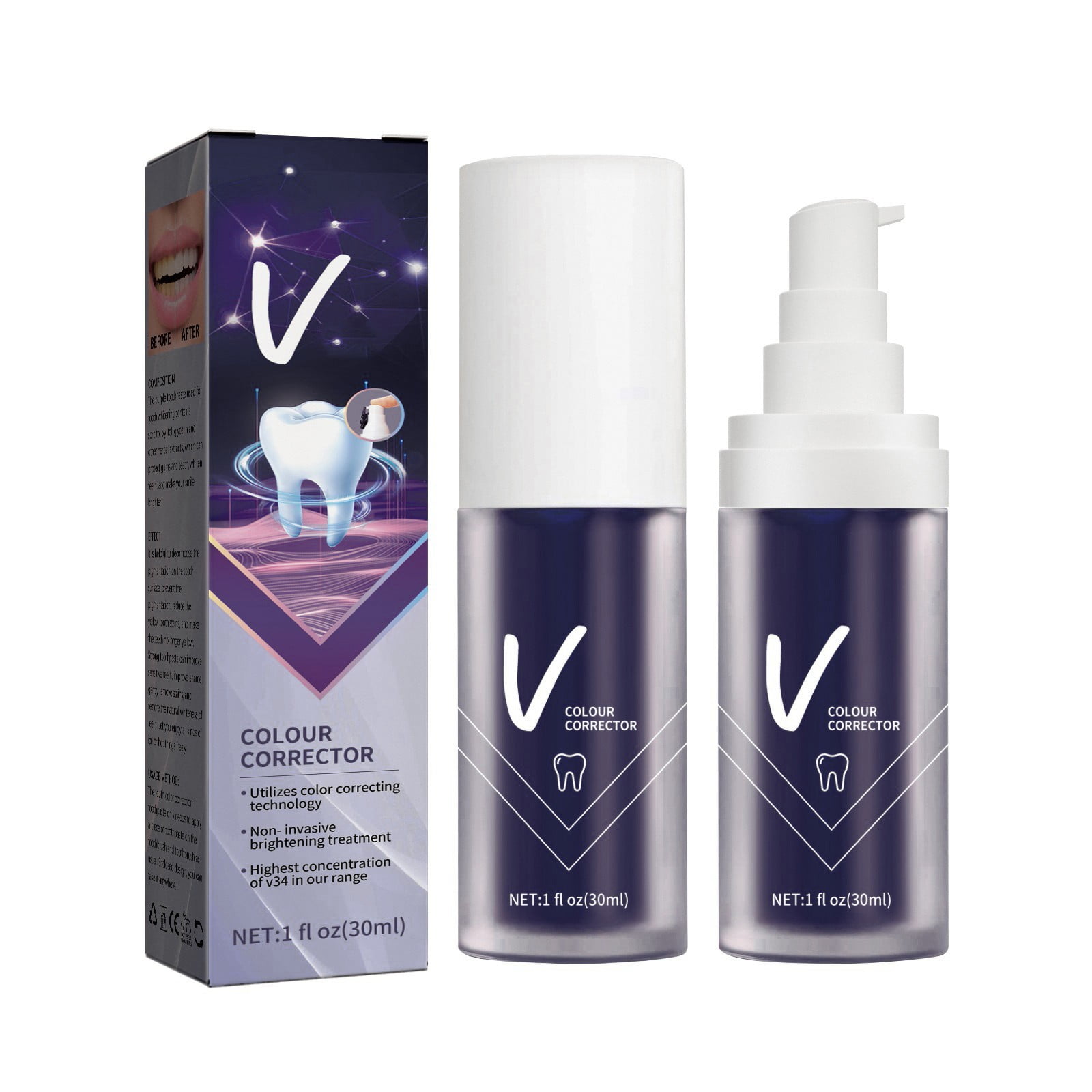 Purple Toothpaste Tooth Yellow Tooth Tooth Oral Cleaning Toothpaste 30g ...