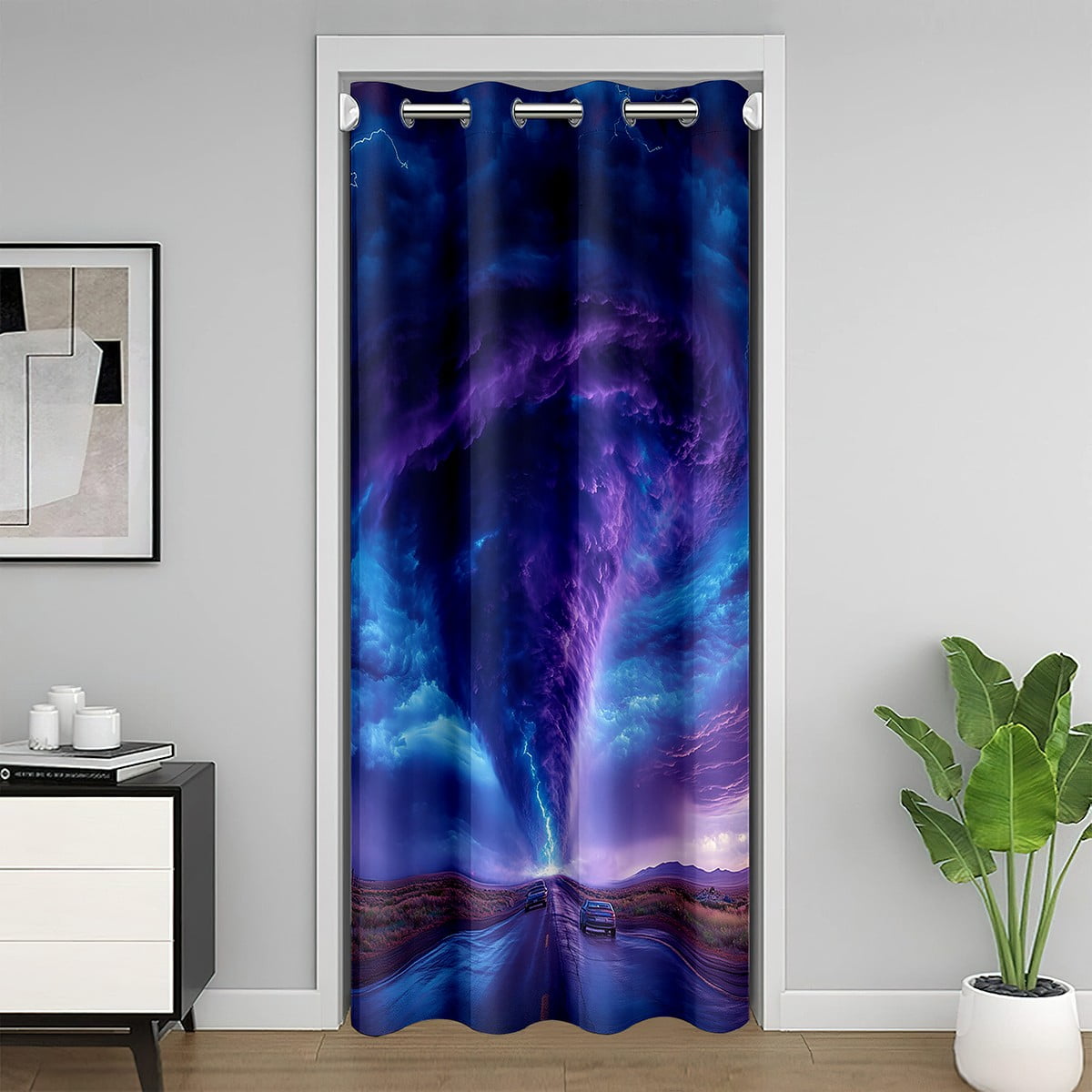 Purple Tornado Blackout Curtain,Ombre Nature Lightning Door Curtain for ...