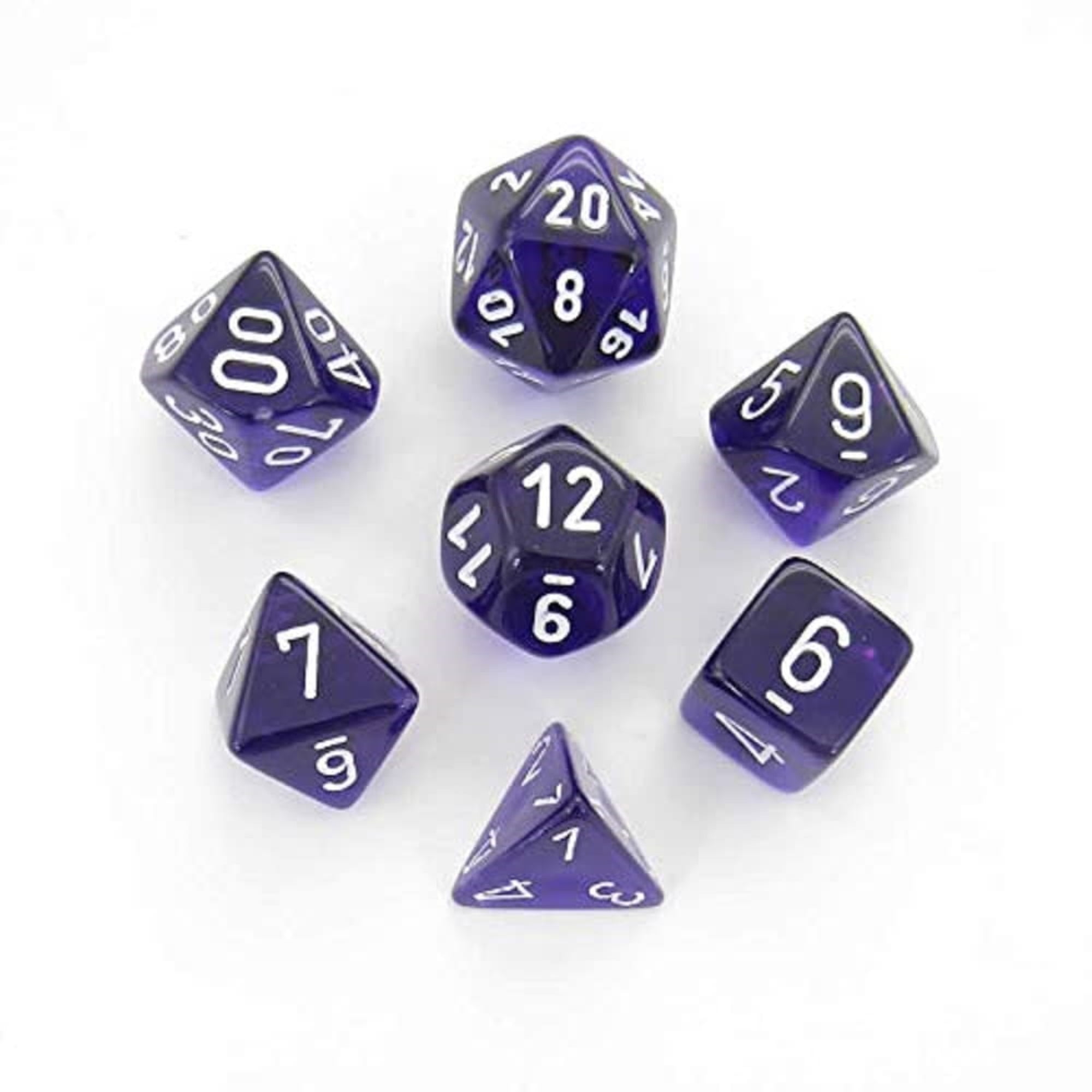 DND Dice Set-Chessex D&D Dice-16mm Translucent Purple and White Plastic ...
