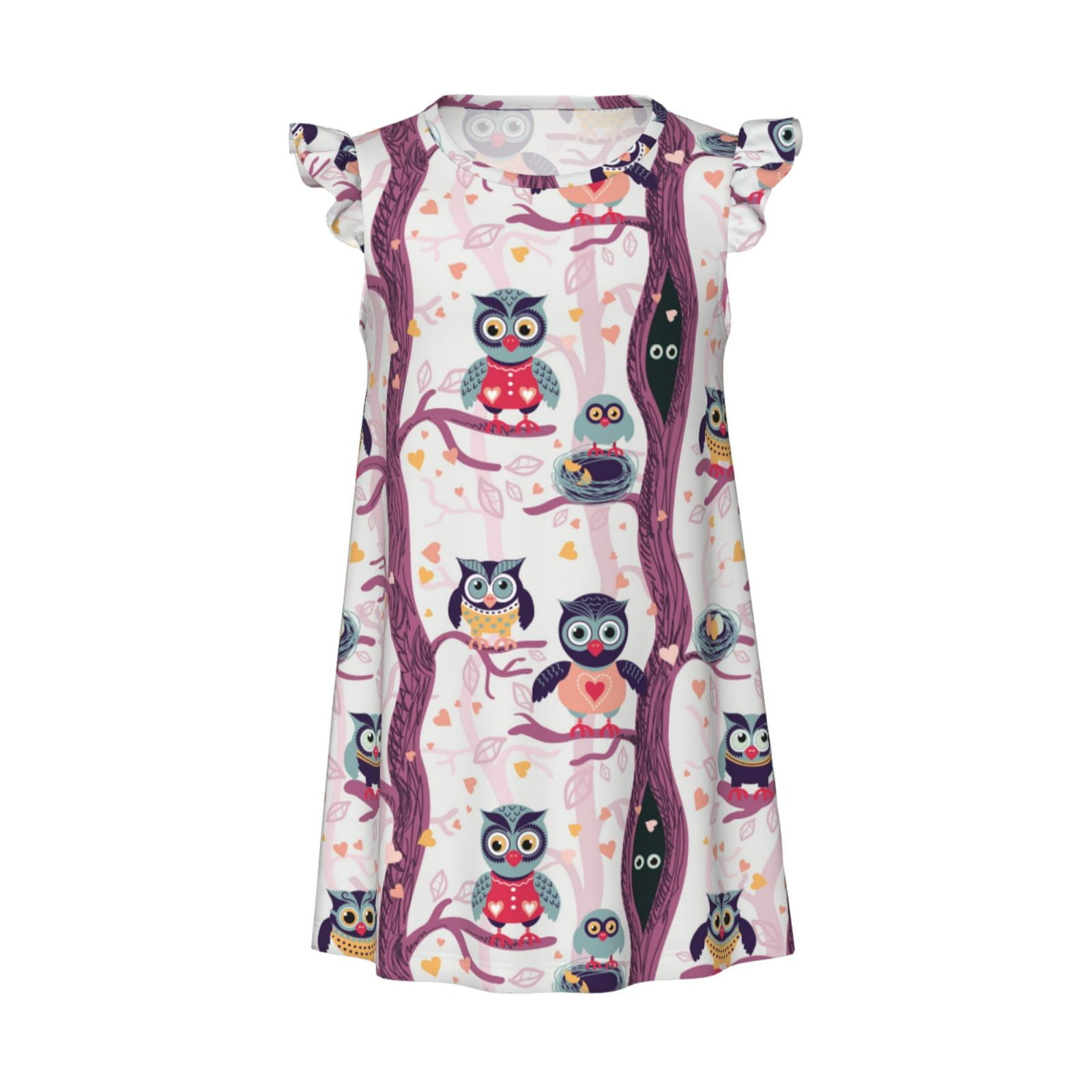 Purple Tree Owls Girls Nightgowns, Pajamas for Girls, Soft Flutter ...