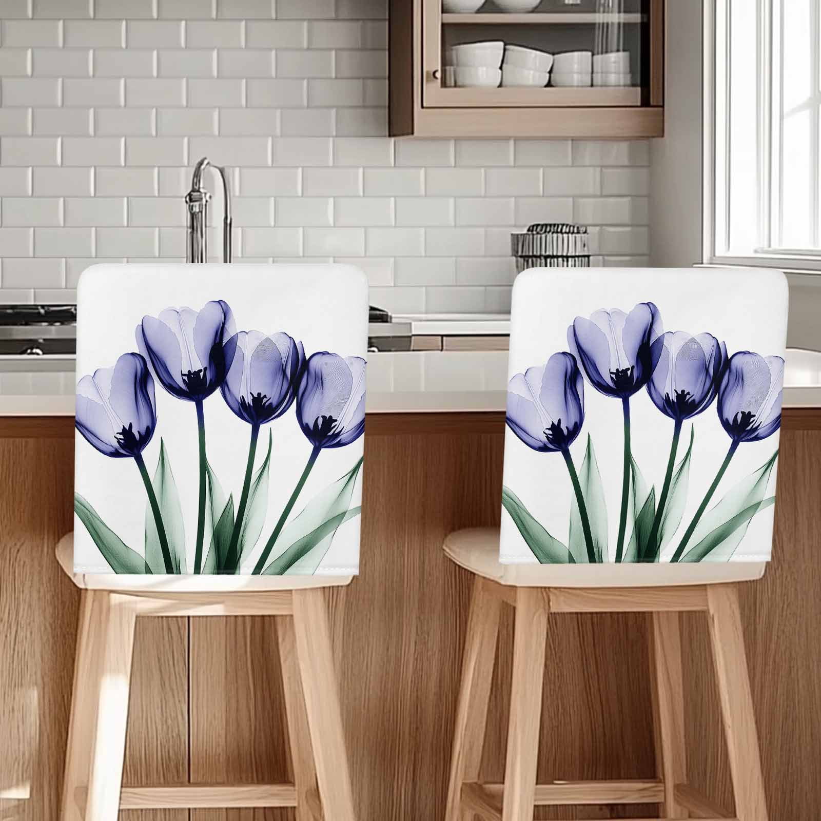Purple Tulip Chair Covers Set of 8 Transparent Flowers Chair Back ...