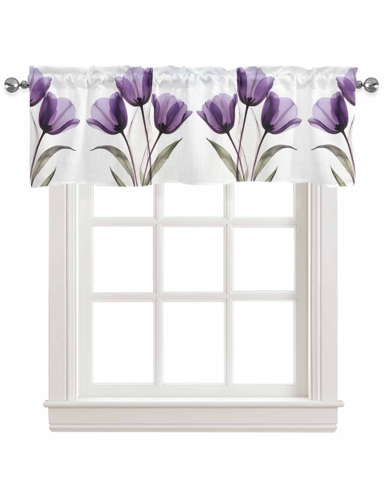 Purple Tulip Elegant Kitchen Valances for Windows Farmhouse Linen ...