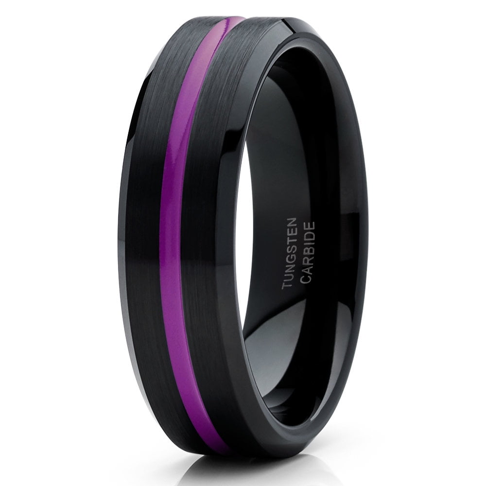 Purple Tungsten Ring Men & Women Purple Tungsten Ring Purple Wedding ...