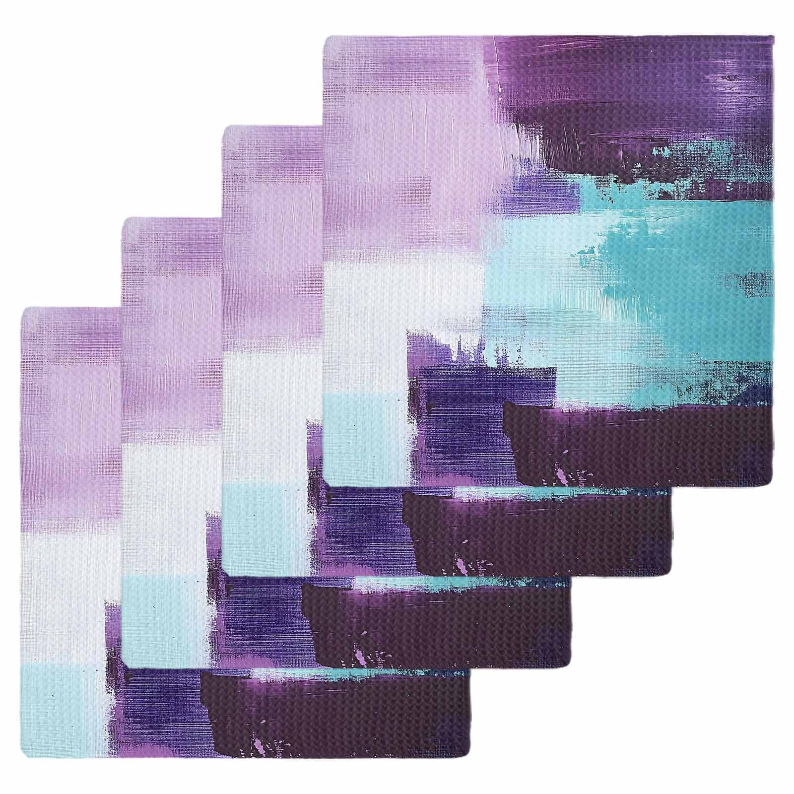 Purple Turquoise Dish Towels Set, Waffle Weave Kitchen Towels 4 Pieces ...