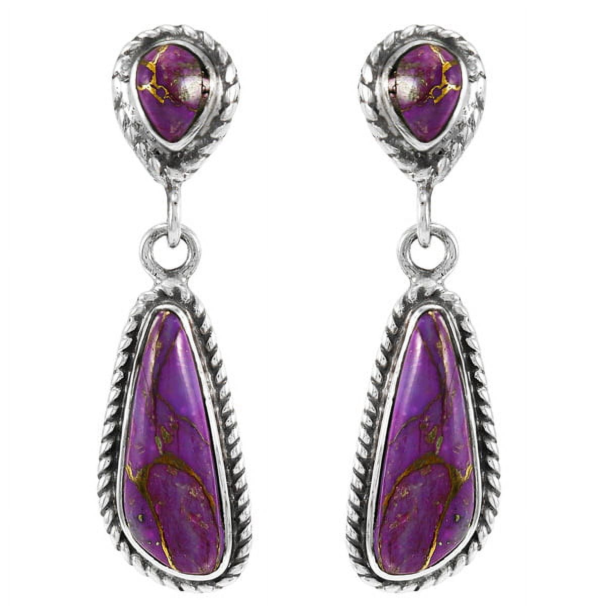 Purple Turquoise Jewelry Earrings for Women Sterling Silver 925 | Turquoise Network | E1359-C77 ...