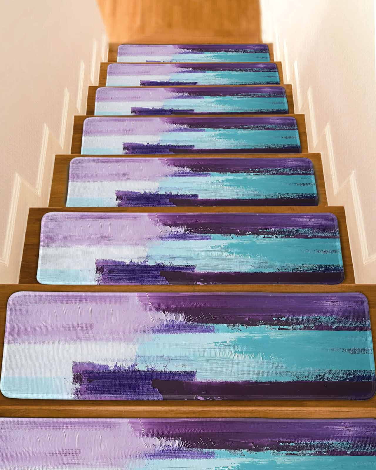 Purple Turquoise Stair Treads for Wooden Steps Indoor Runner Rug Carpet ...