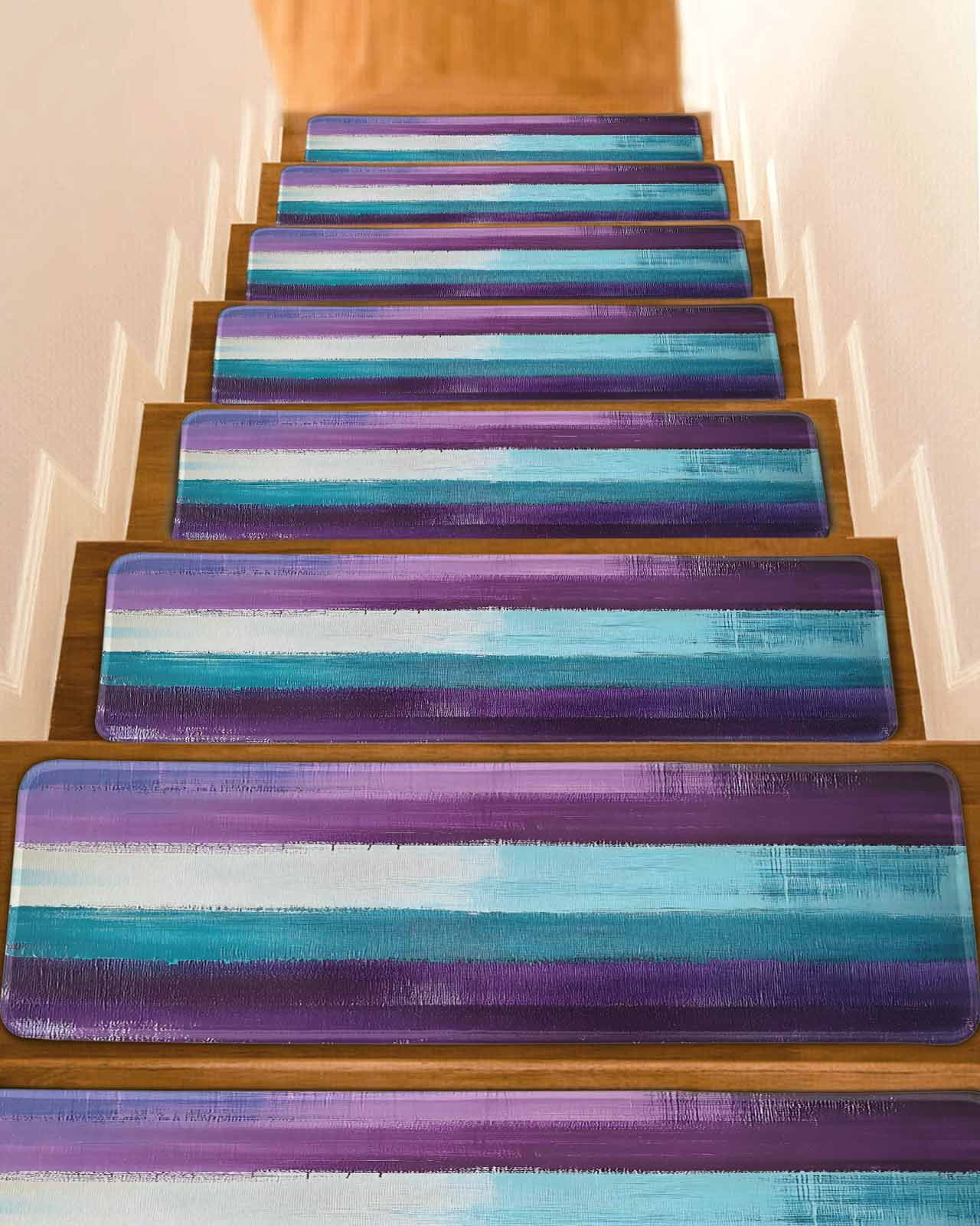 Purple Turquoise Stair Treads for Wooden Steps Indoor Runner Rug Carpet ...