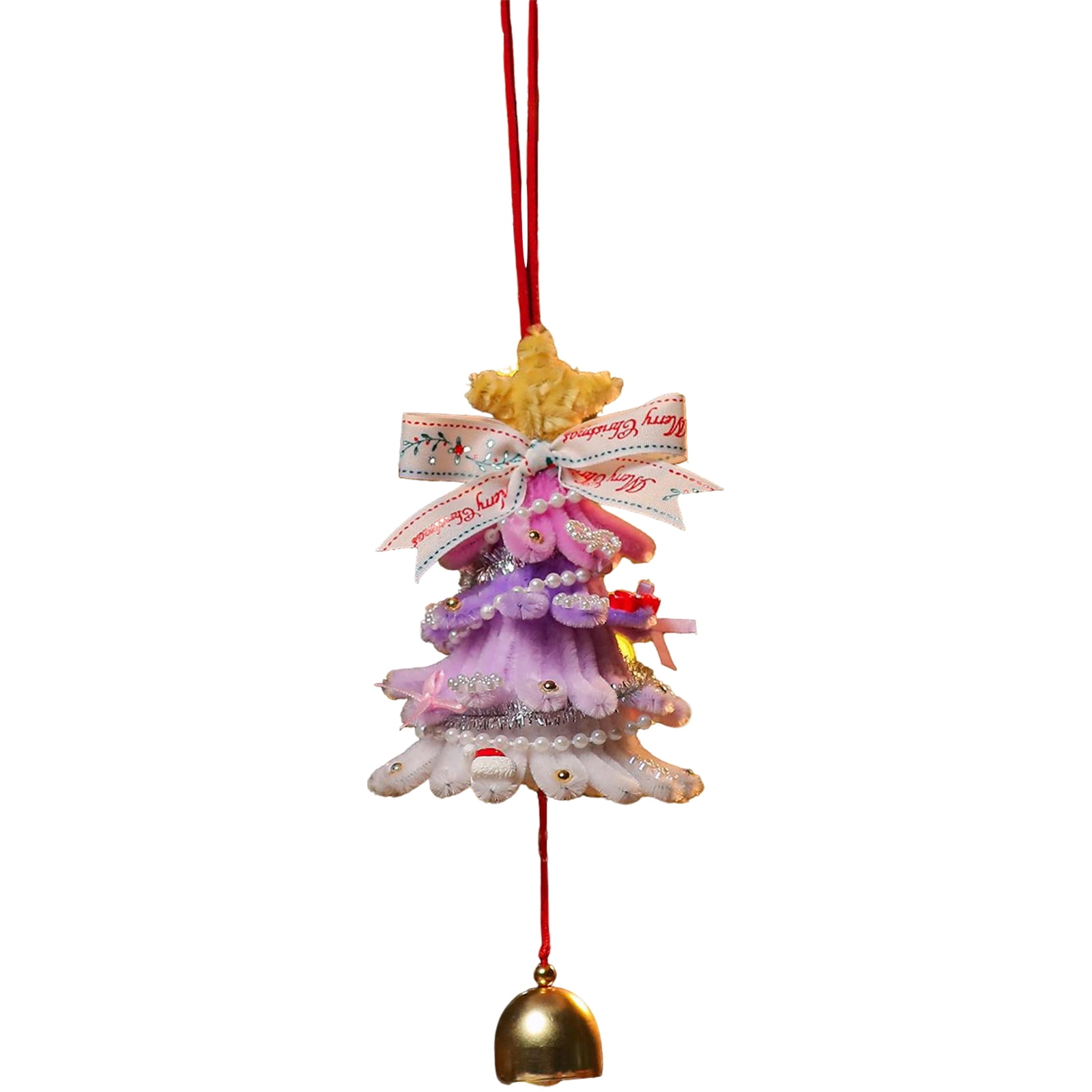 Purple Twisted Christmas Bell Ornament with Fuzzy Texture - Creative ...
