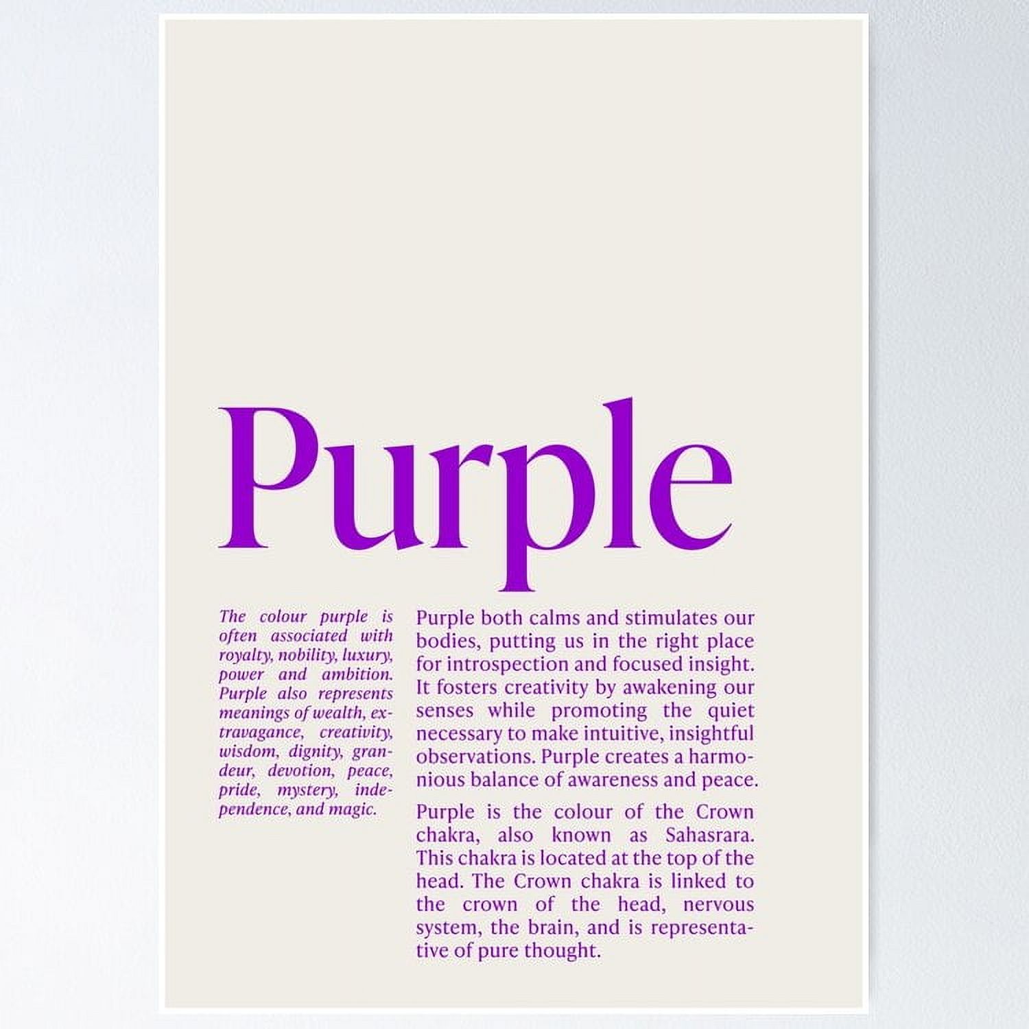 Purple Typography Definition UNFRAMED Poster, 16x24 - Walmart.com