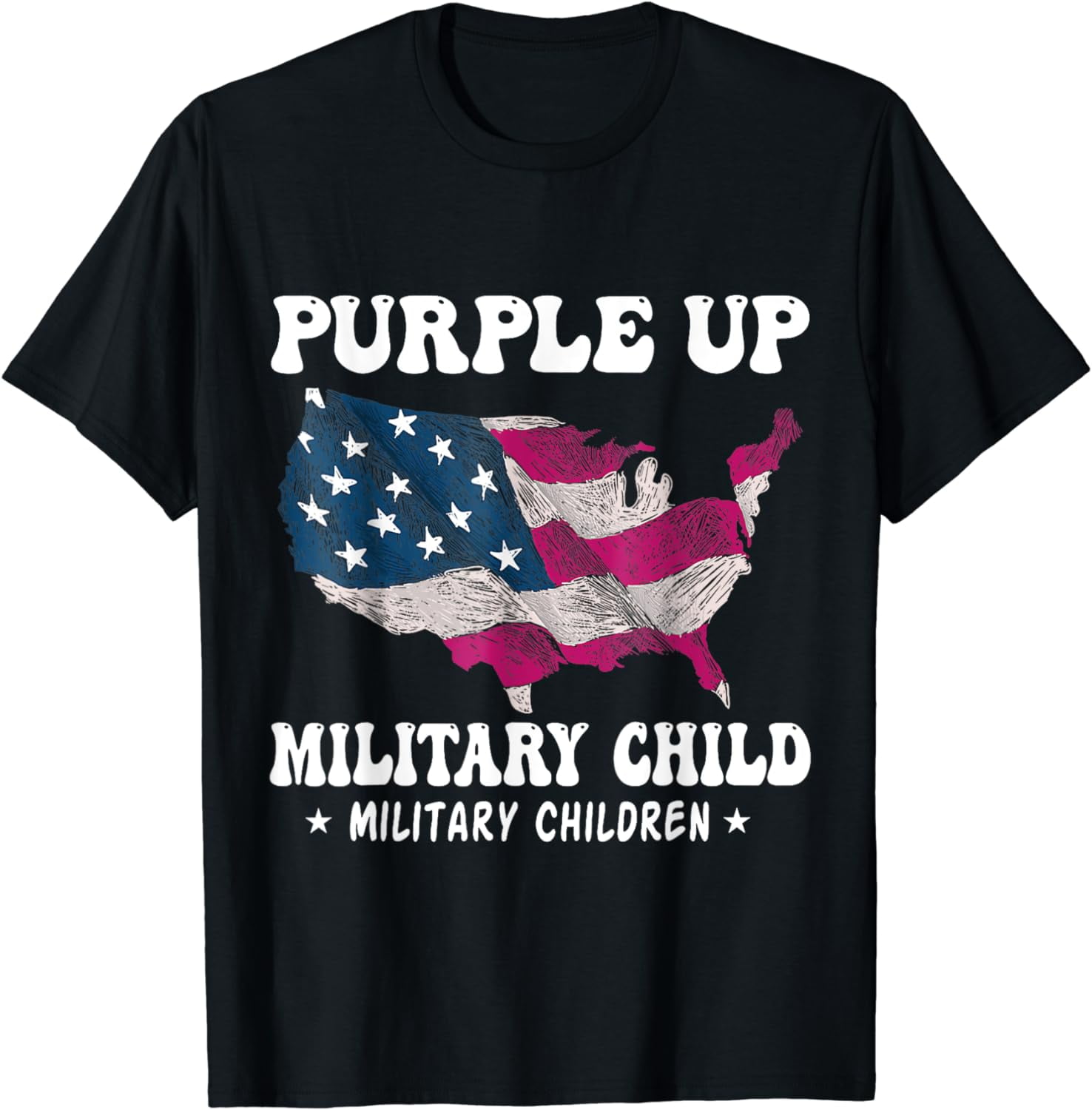 Purple Up For Military Kids Military Child Month USA Flag T-Shirt ...