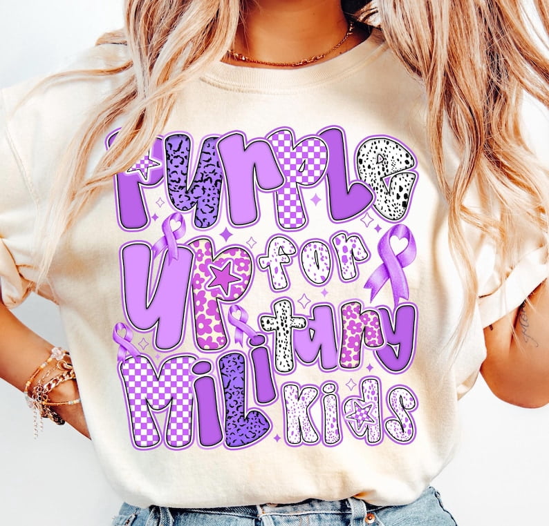 Purple Up T-Shirt, Military Kids Support Tee, April Awareness Month ...